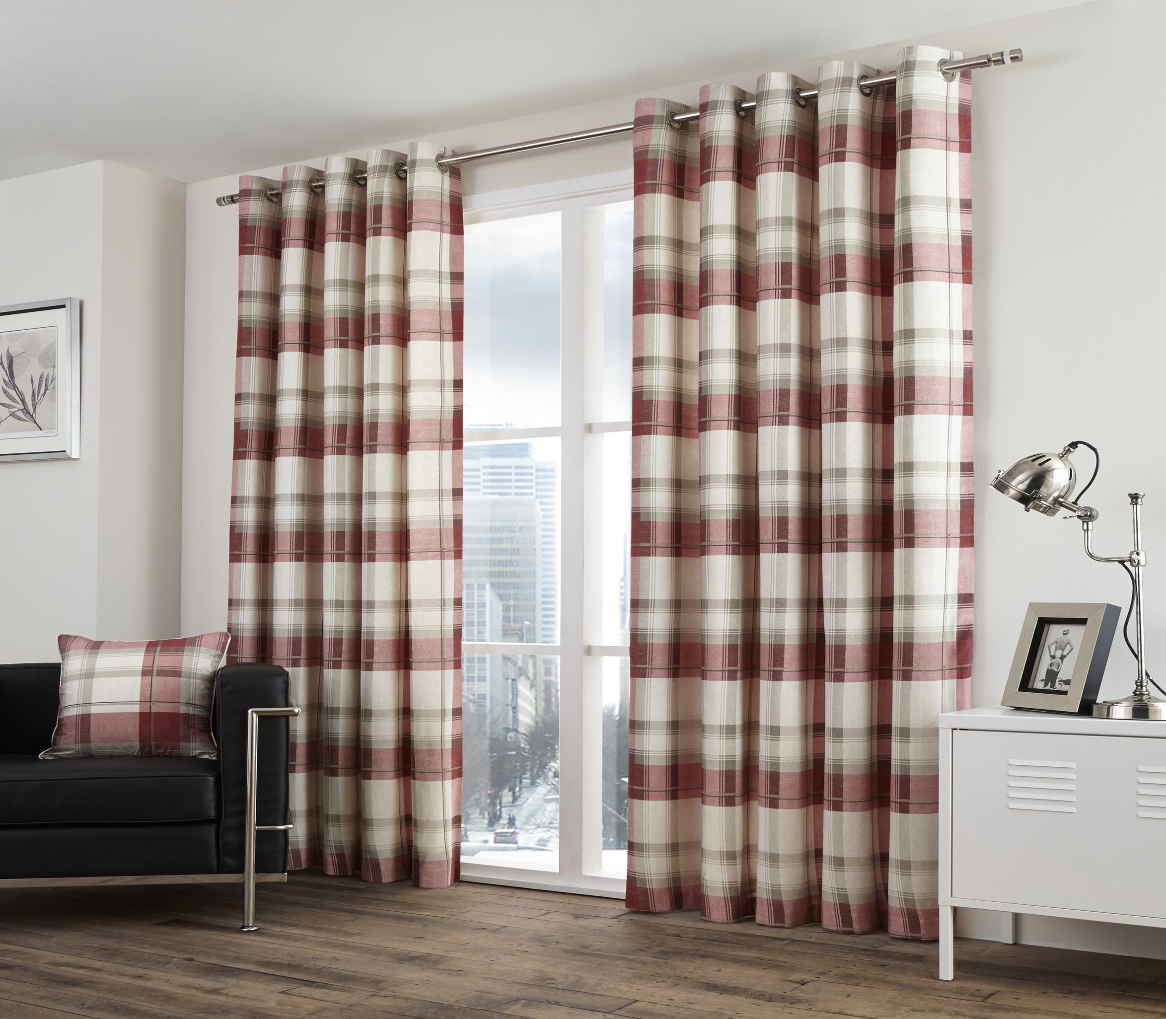 Balmoral Check Ruby Red Curtains | J Rosenthal & Son